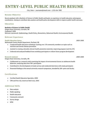 Public Health Resume Examples - Free to Download