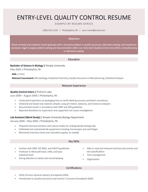 14 Quality Control Resume Examples (With Tips & Skills)