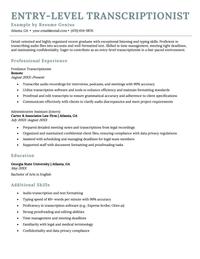 Transcriptionist Resume Examples & Template (Free Download)