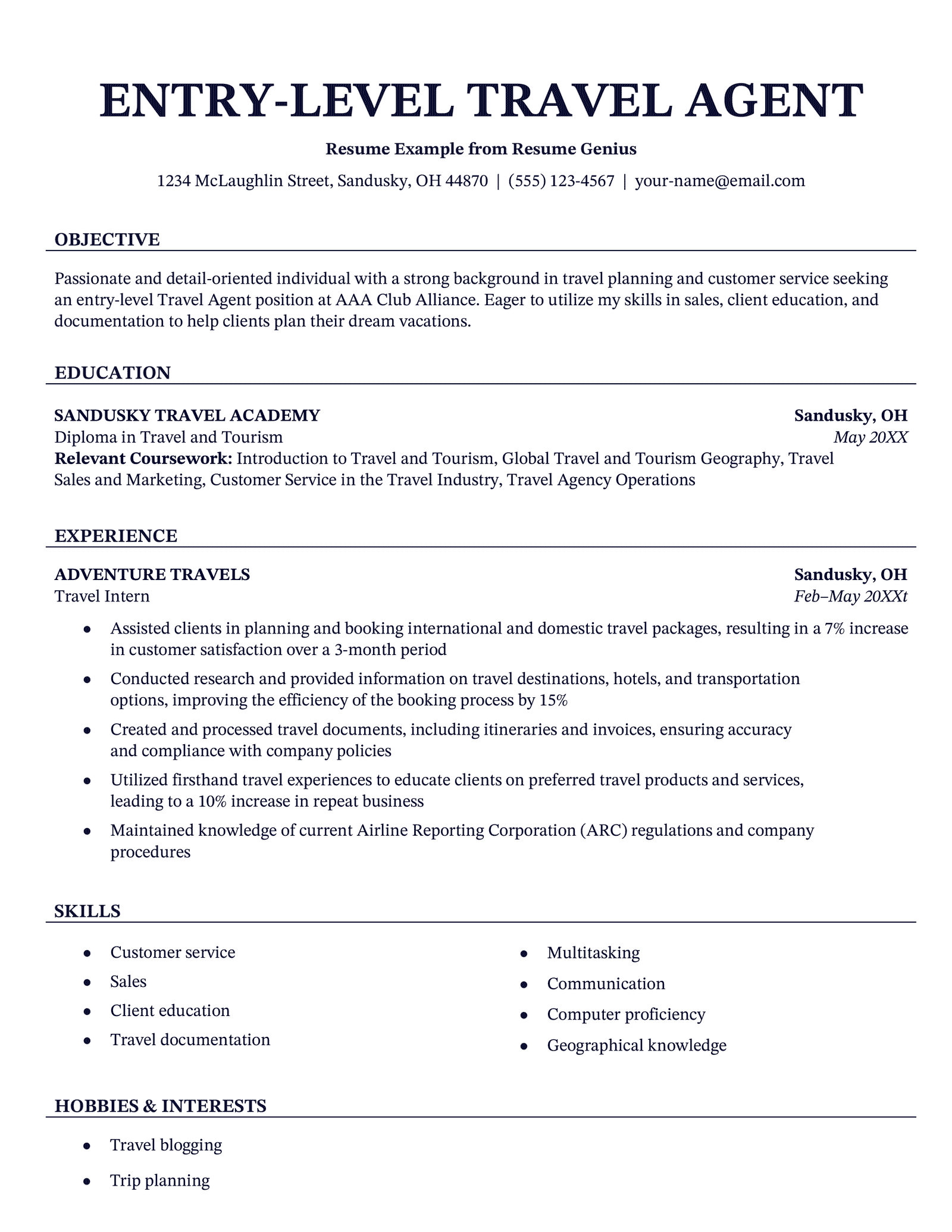 3 Travel Agent Resume Examples & Writing Tips for 2024