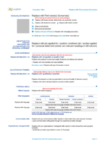 Europass CV: Template and Example