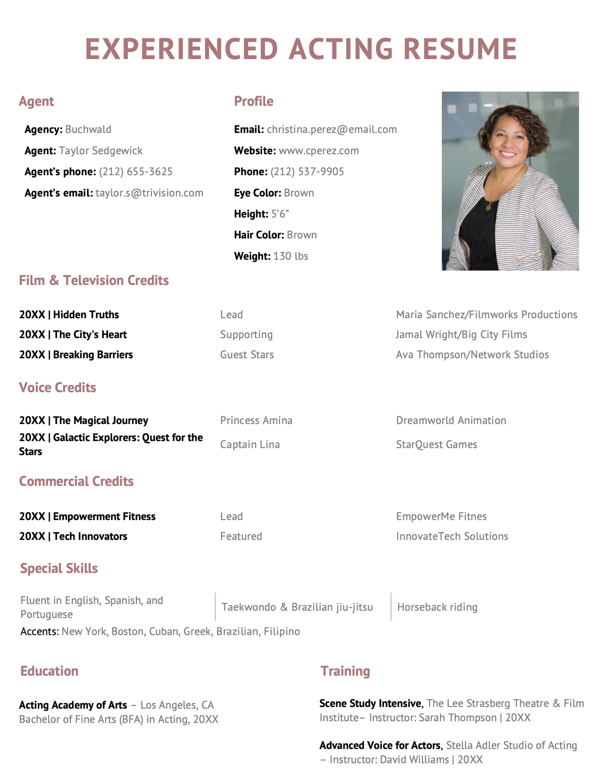 Acting Resume Example