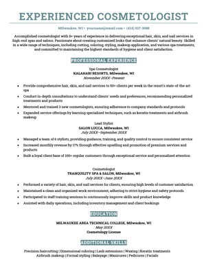Cosmetology Resume Examples & Free Template (2026)