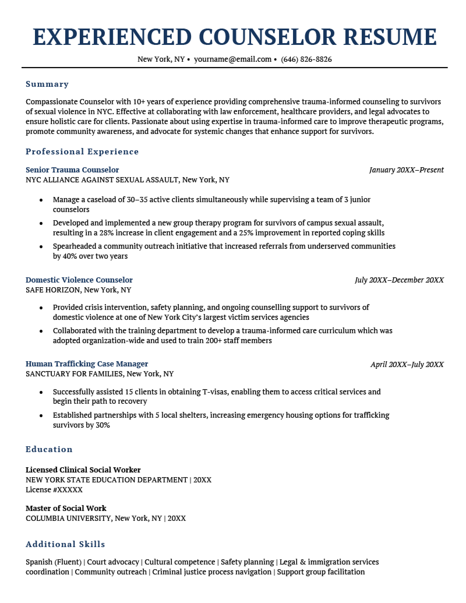 6 Counselor Resume Examples & Template for 2025