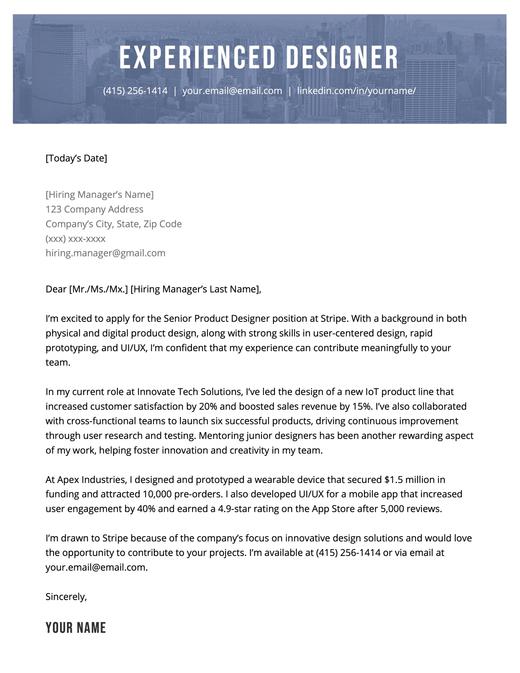 Product Design Sample Cover Letter UX Cover Letter How To (Only