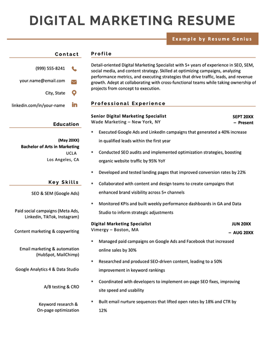 Entry Level Marketing Resume - Examples & How to Write