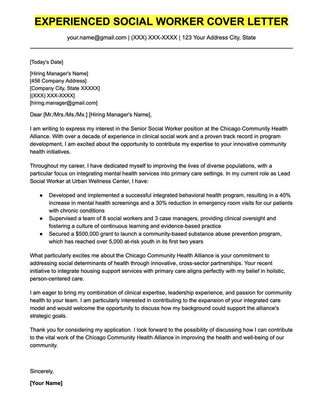Social Work Cover Letter Examples & Tips