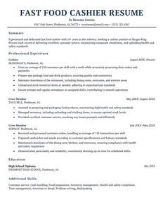 7 Fast Food Resume Examples & Writing Guide for 2024