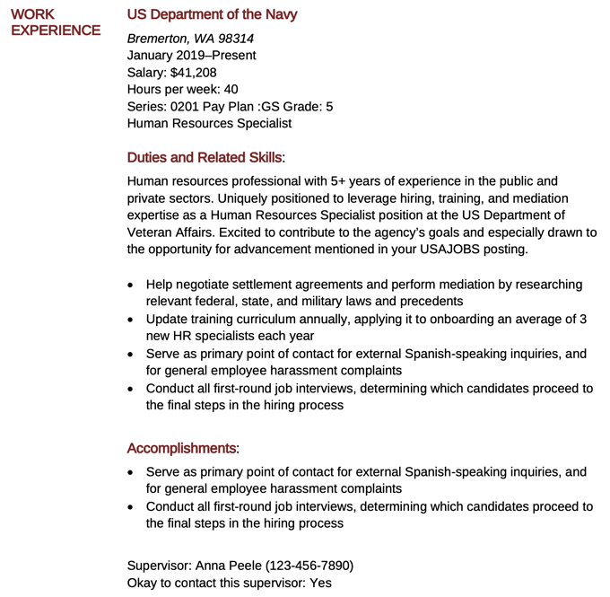 Federal Resume Example Template How To Write