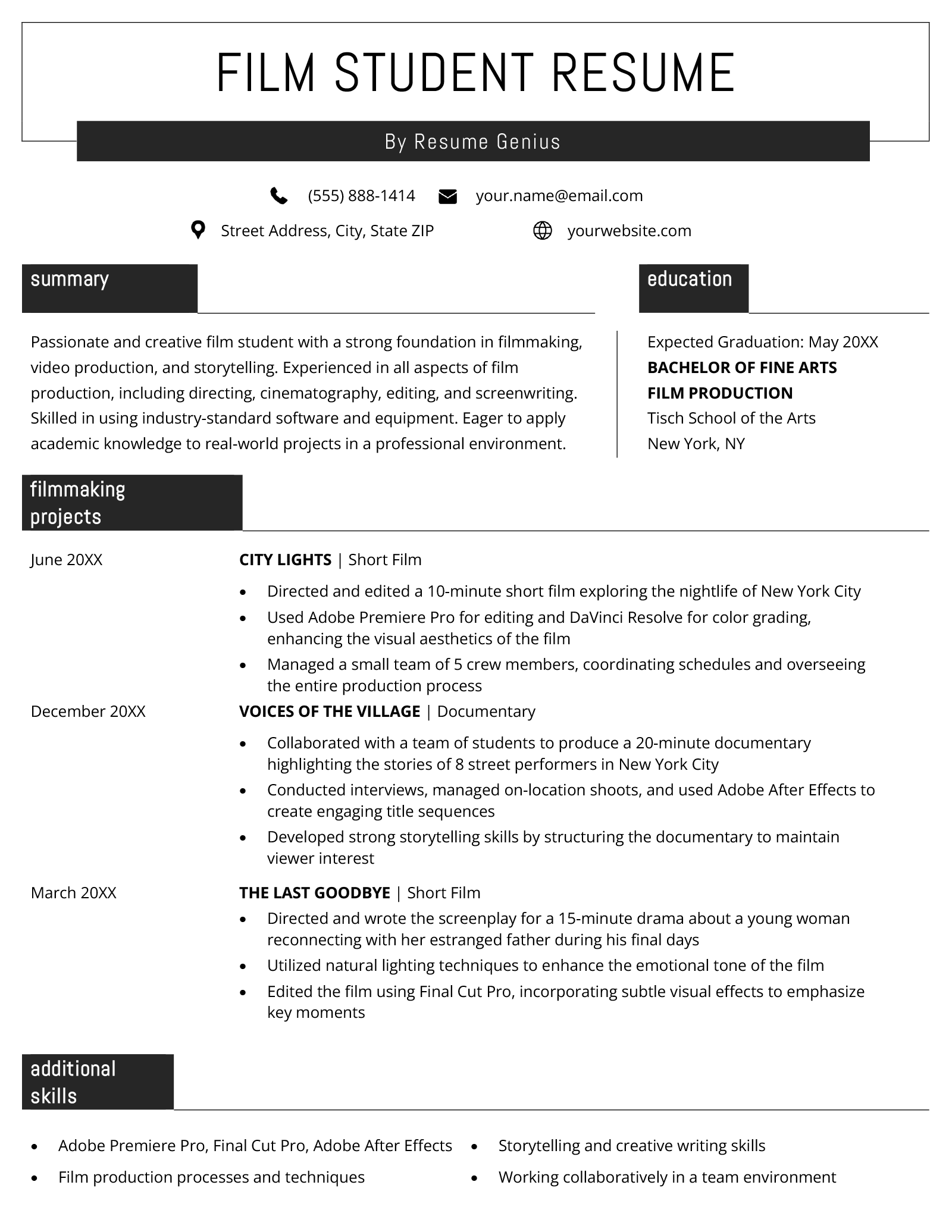 Film Resume Examples and Writing Tips for 2025