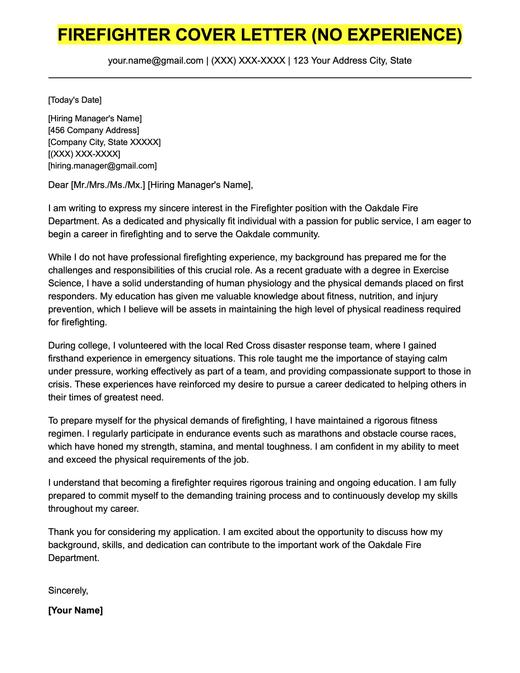 Firefighter Cover Letter Sample | Resume Genius