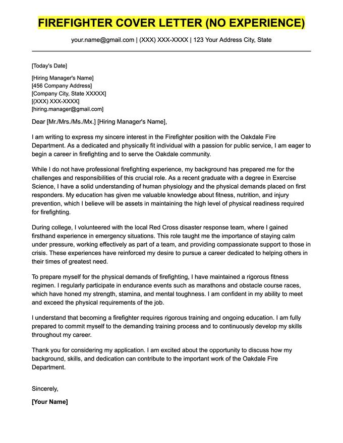Firefighter Cover Letter Sample | Resume Genius