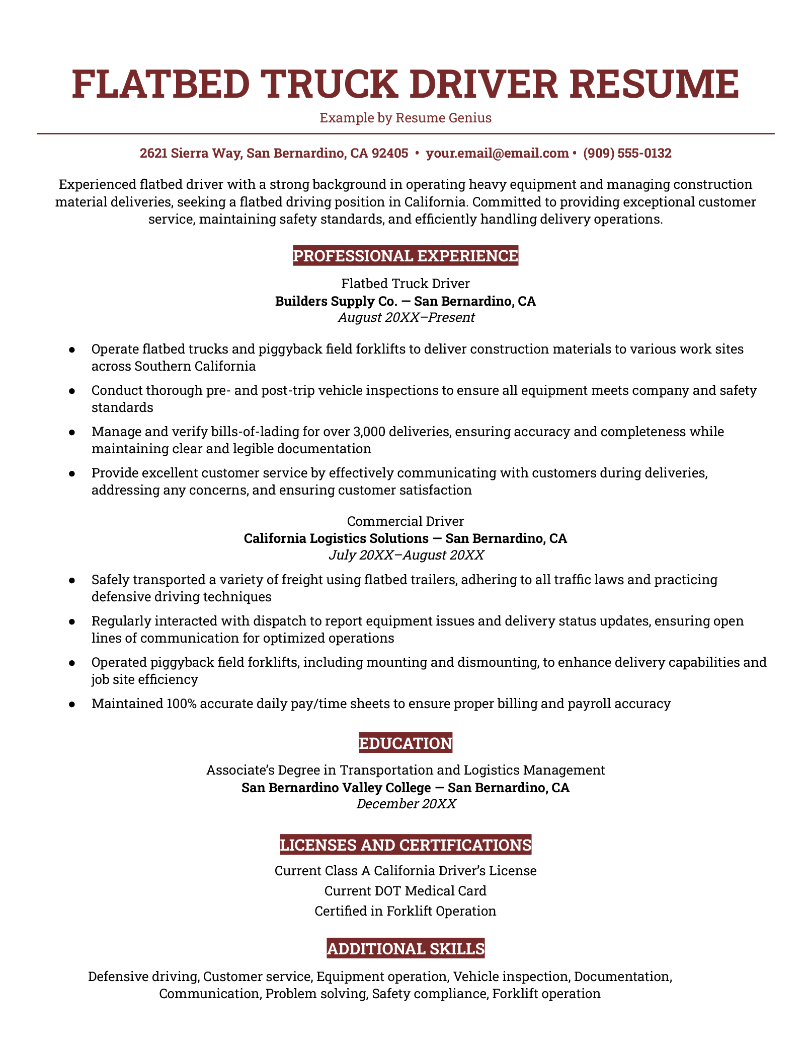 7 Truck Driver Resume Examples, Template, & Writing Guide