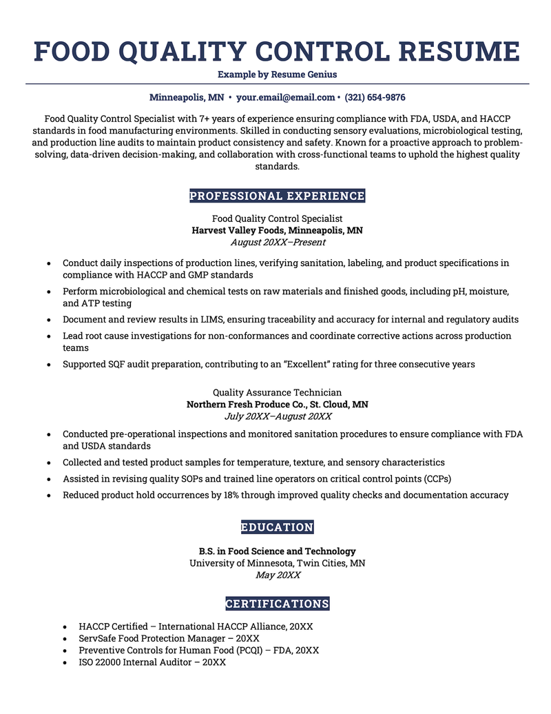 14 Quality Control Resume Examples (With Tips & Skills)