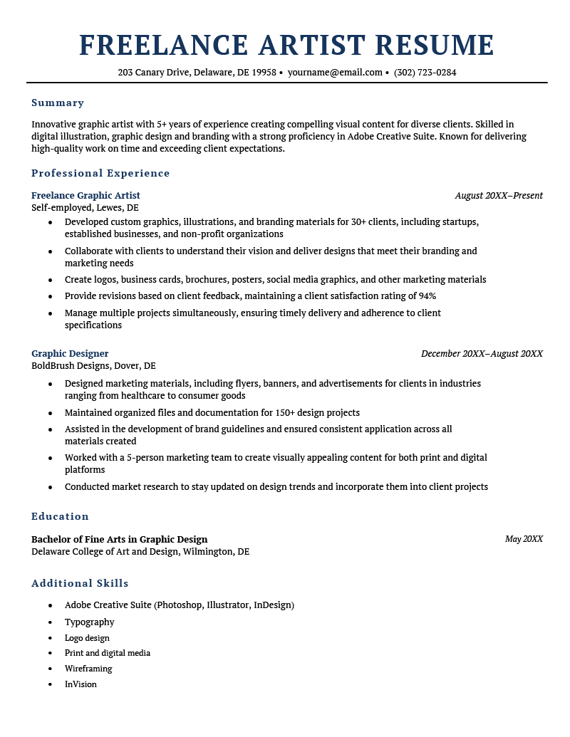 Artist Resume Template & Examples for Download