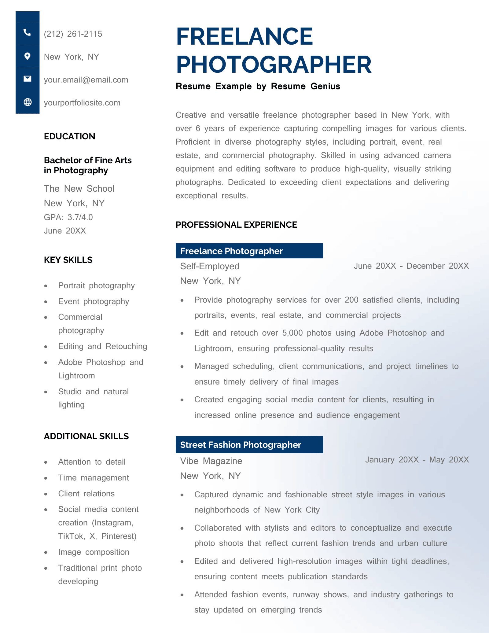 4 Photographer Resume Examples and Writing Tips for 2025