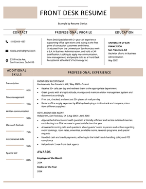 8 Front Desk Resume Examples and Templates for 2026