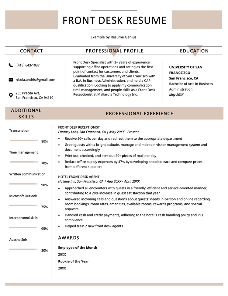 8 Front Desk Resume Examples and Templates for 2026