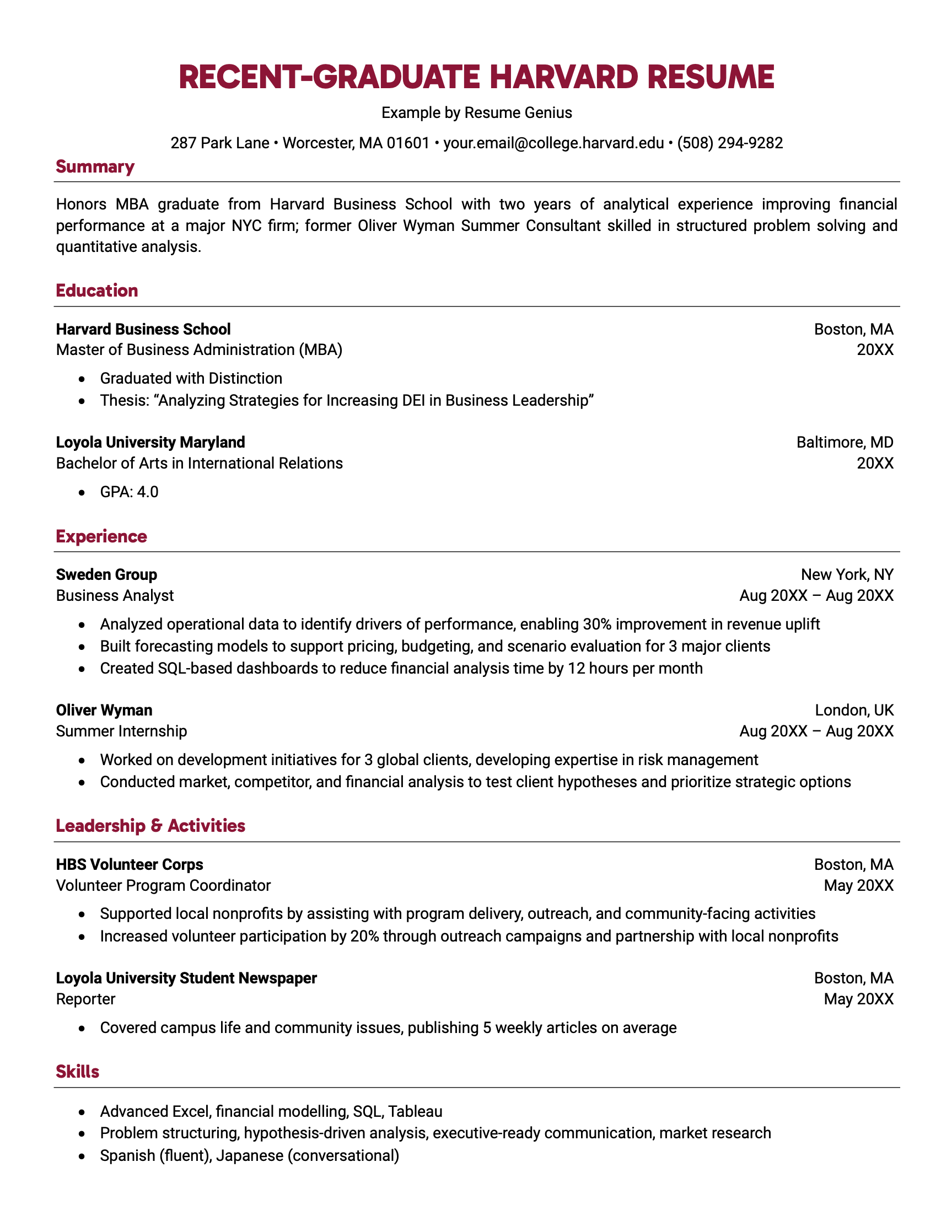 Harvard Resume Template — Free Download & Writing Tools