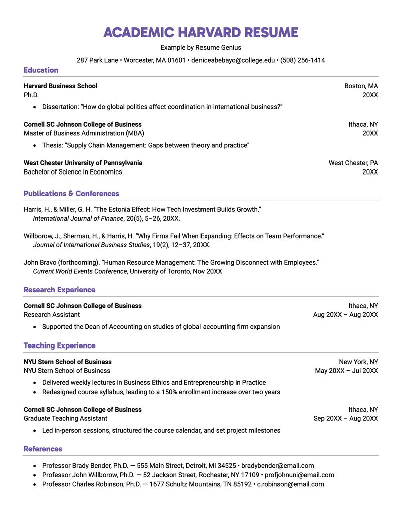 Harvard Resume Template — Free Download & Writing Tools