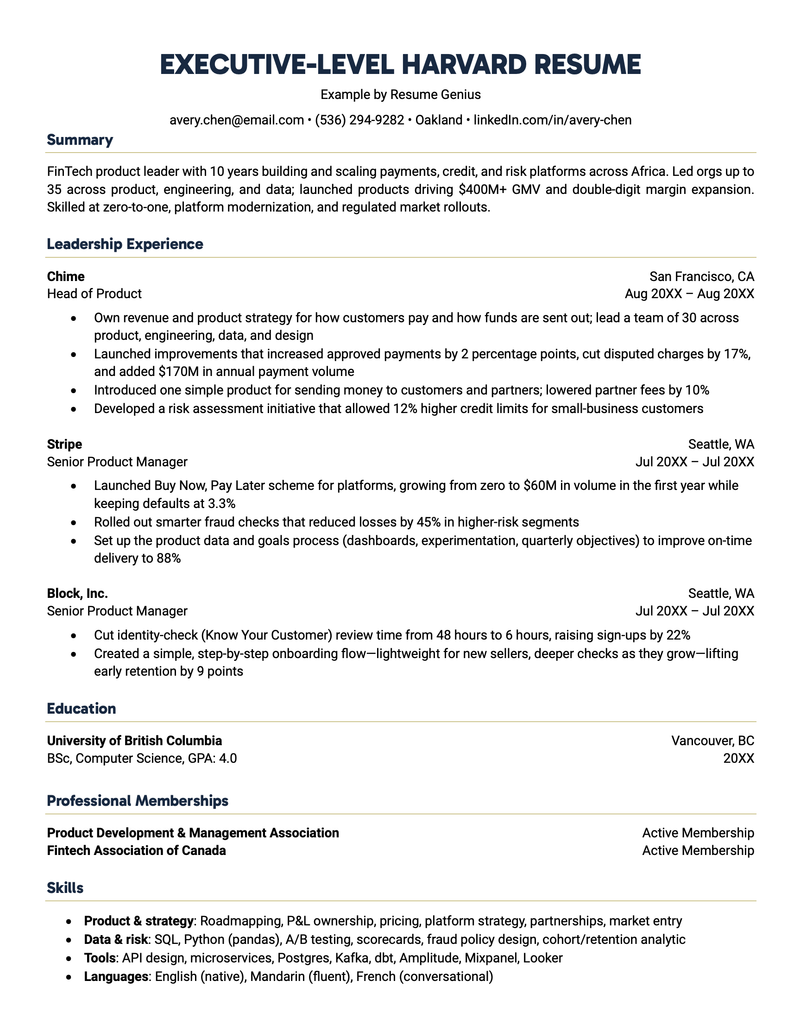 Harvard Resume Template — Free Download & Writing Tools