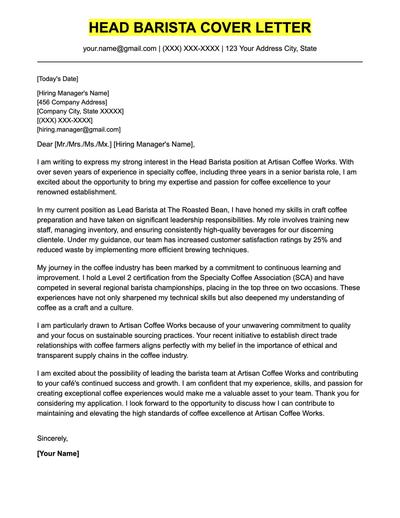 Barista Cover Letter Sample [Free Download] | Resume Genius