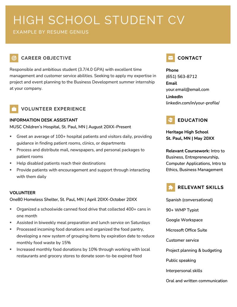 CV Examples For Students (With Fill-In Template)