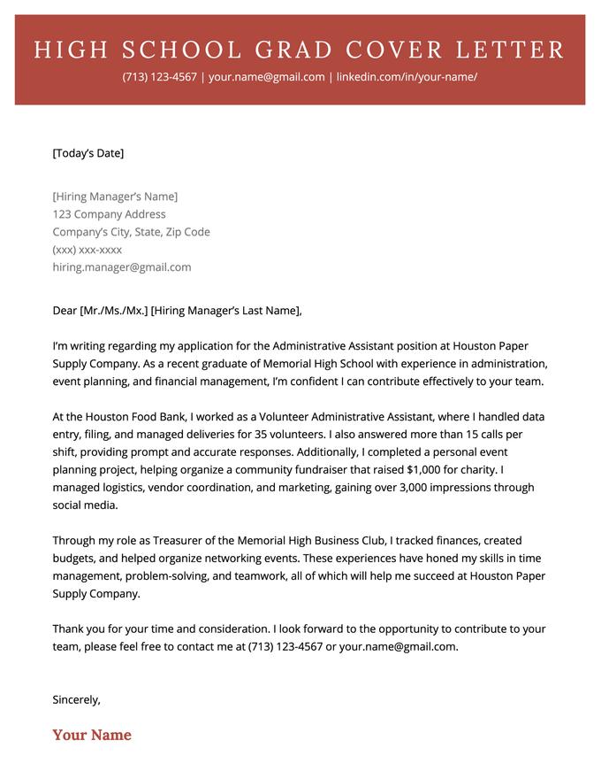 High School Student Cover Letter (Sample & Tips)