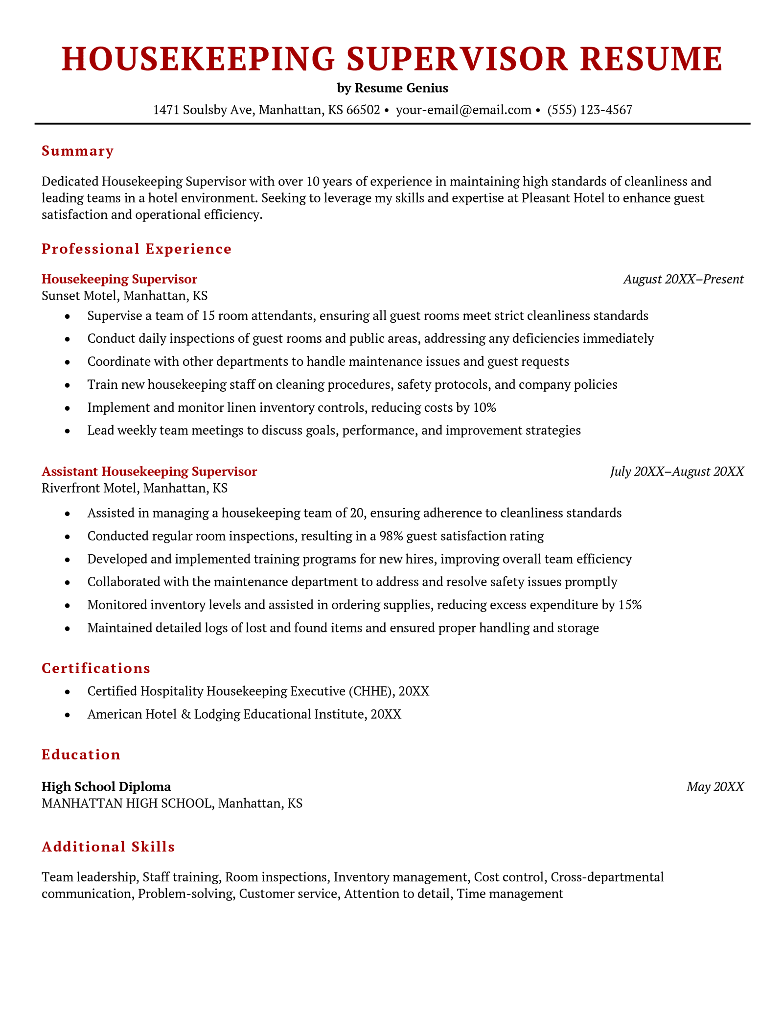 Housekeeping Resume Examples & 2024 Writing Tips