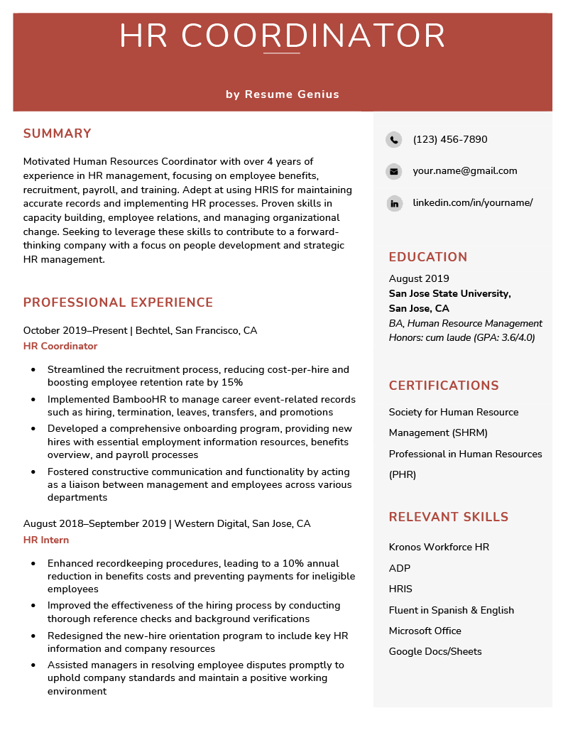 HR Business Partner Resume - Samples & 14 Skills to List