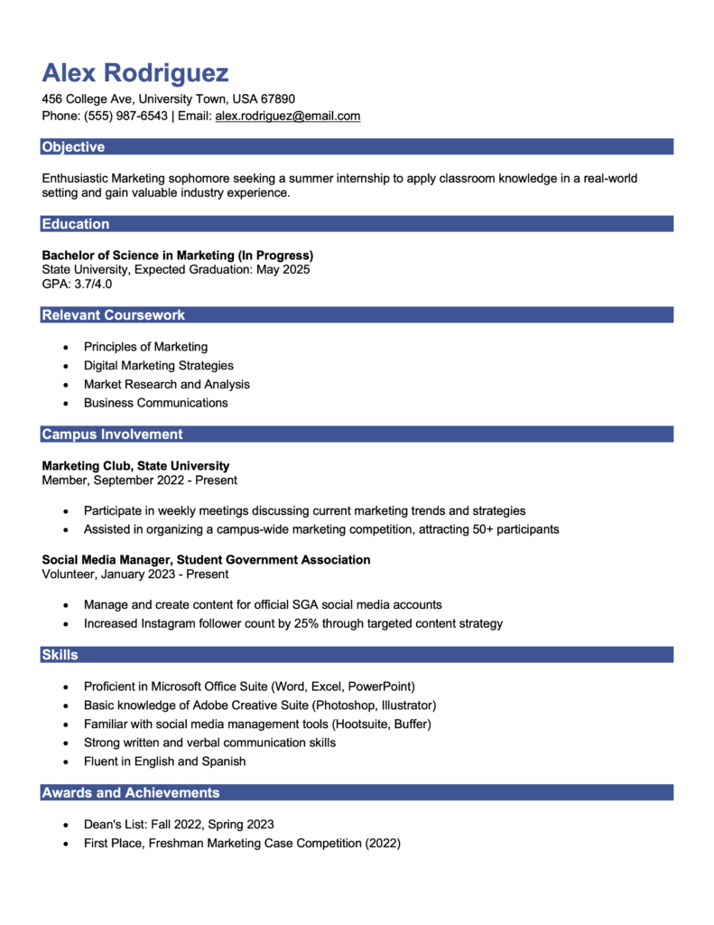 9 Internship Resume Examples & Writing Guide for 2025