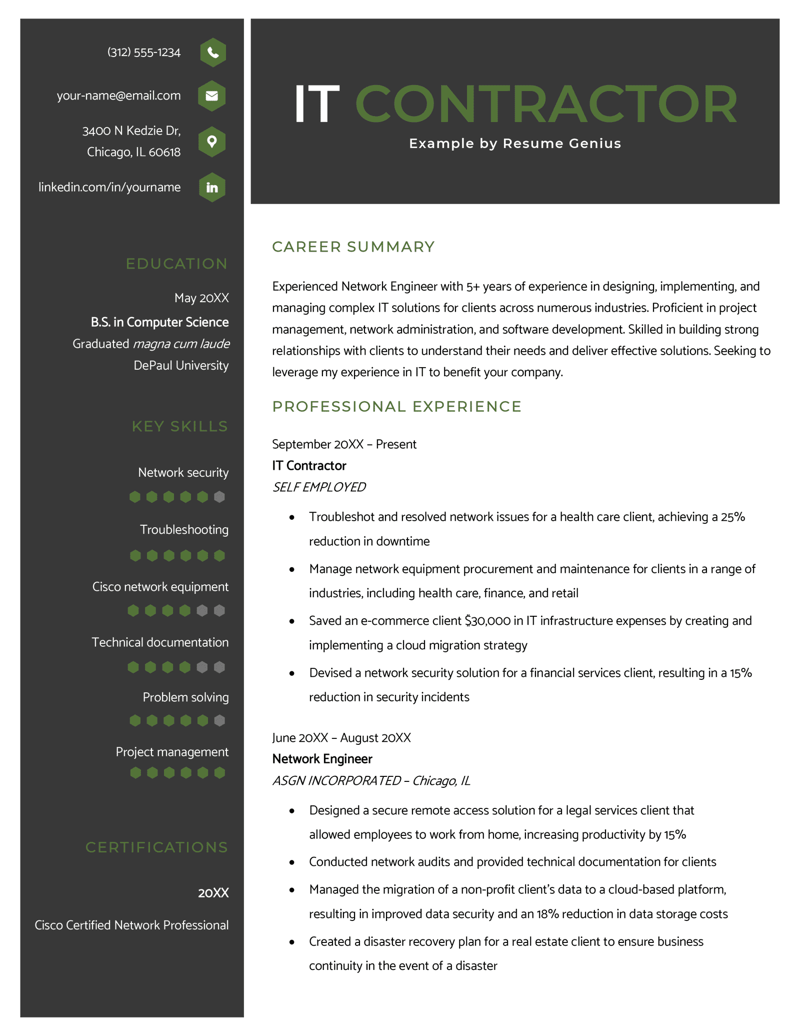 6 Contractor Resume Examples & Template for 2026