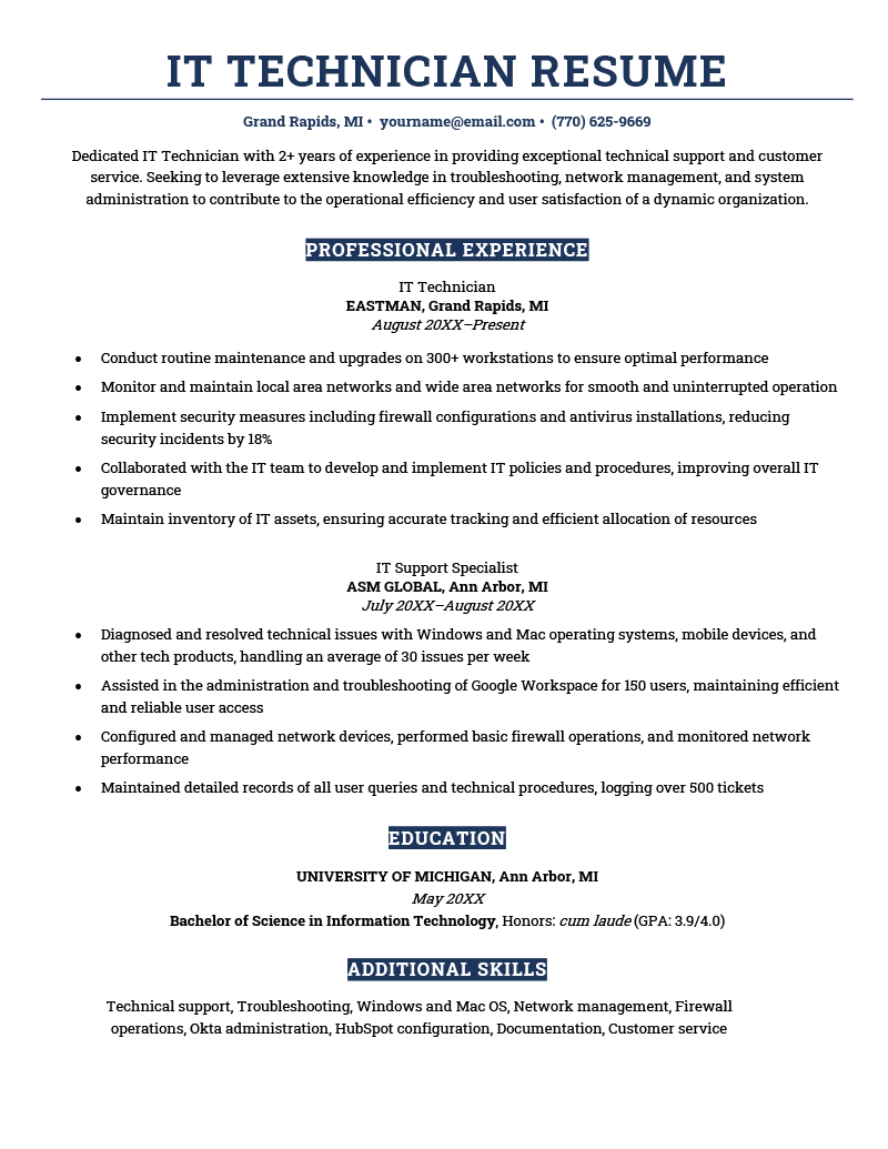 11 Information Technology (IT) Resume Examples for 2024