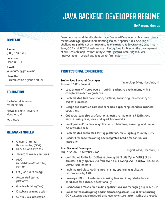 6 Java Developer Resume Samples and Templates for 2024