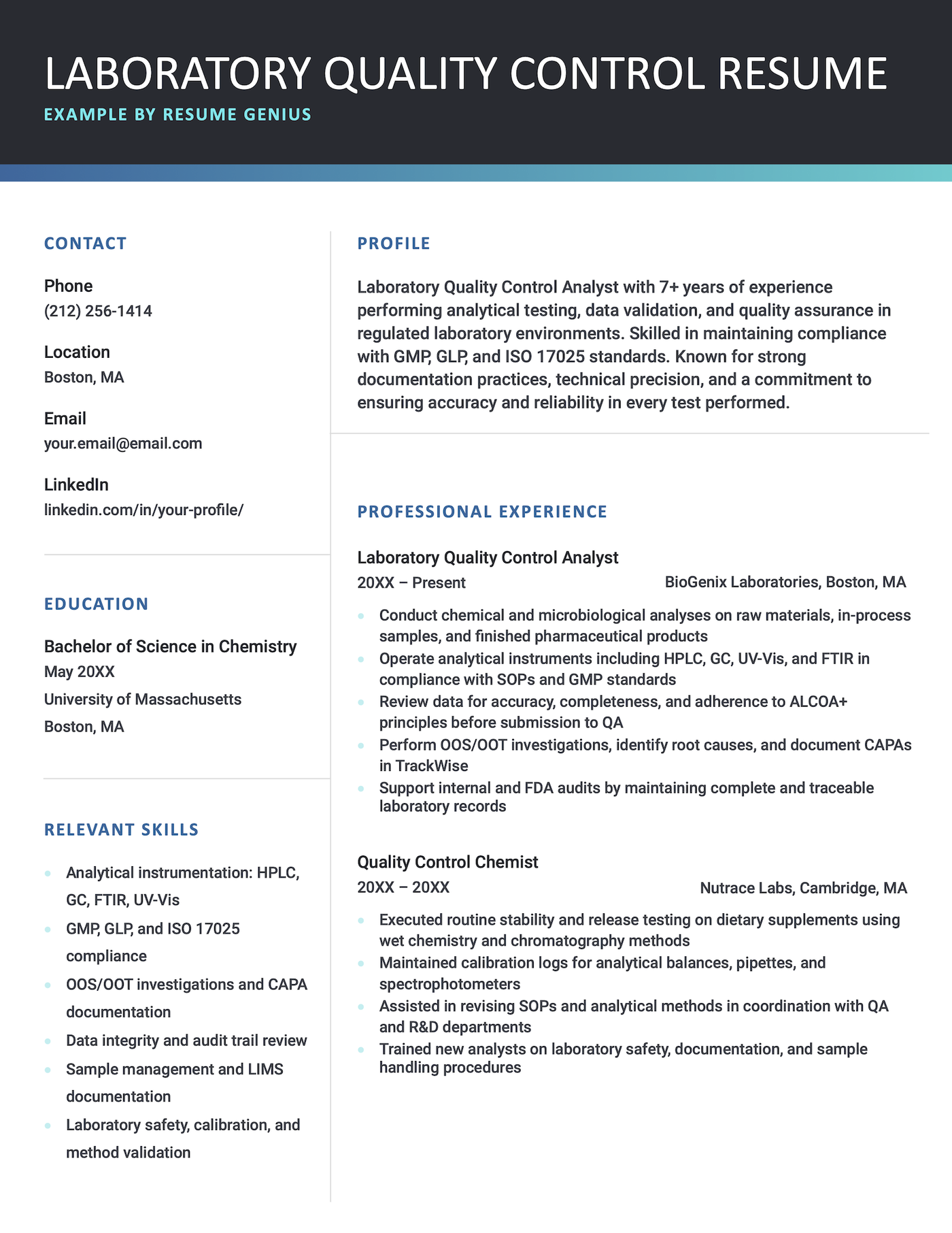 14 Quality Control Resume Examples (With Tips & Skills)