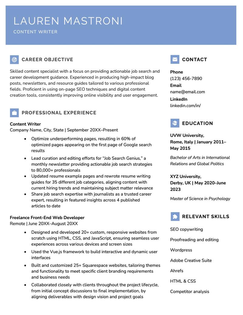 9 Writer Resume Examples for Job Seekers in 2025