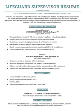 Lifeguard Resume Examples & Writing Guide