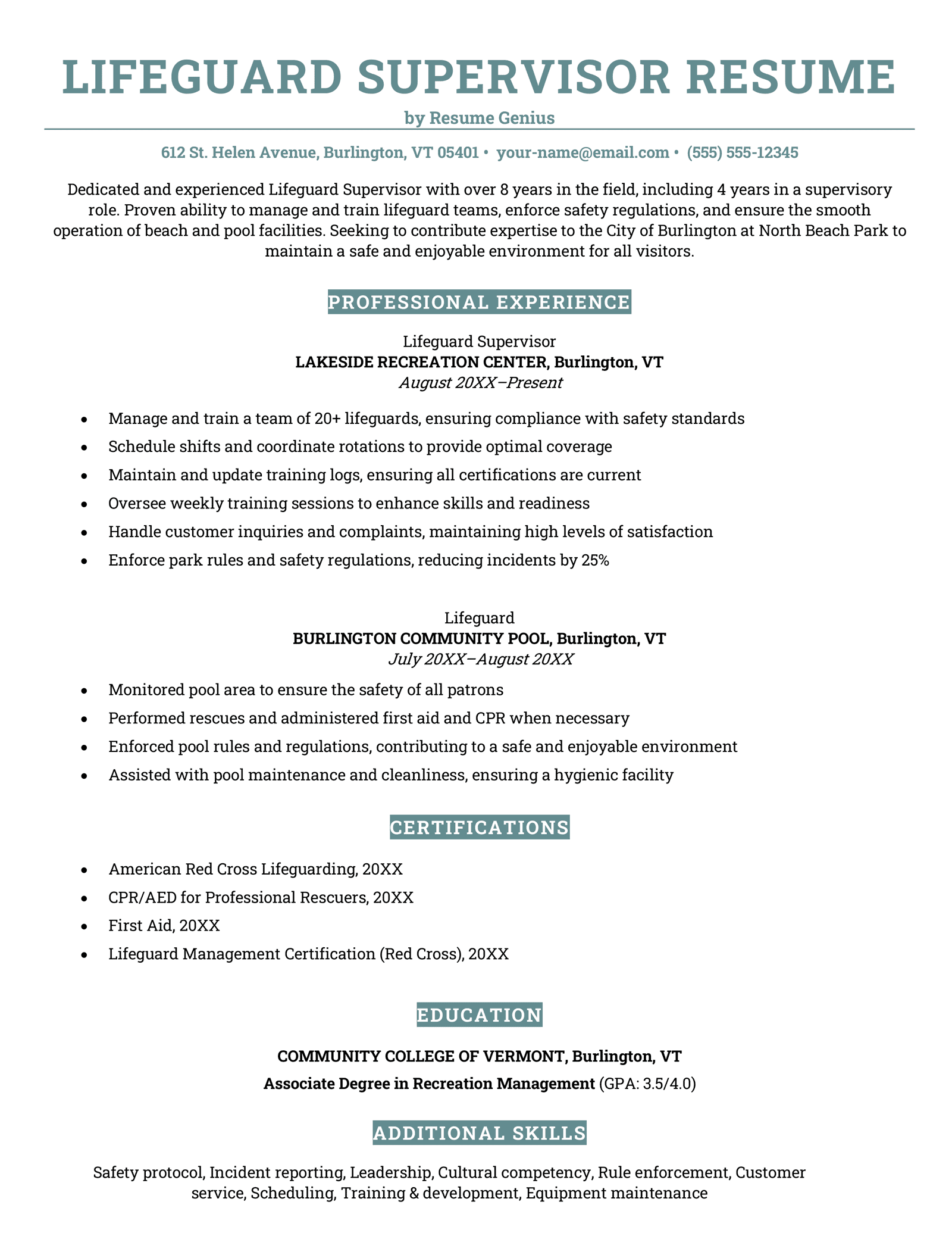 Lifeguard Resume Examples & Writing Guide