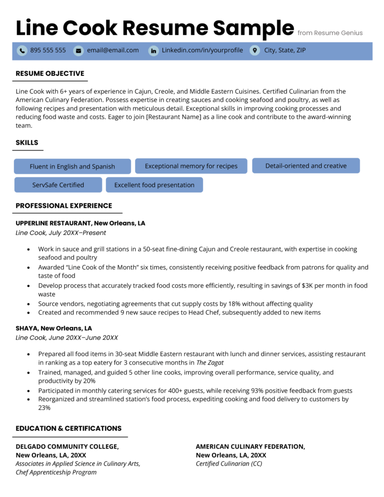 8 Restaurant Resume Examples and Writing Tips