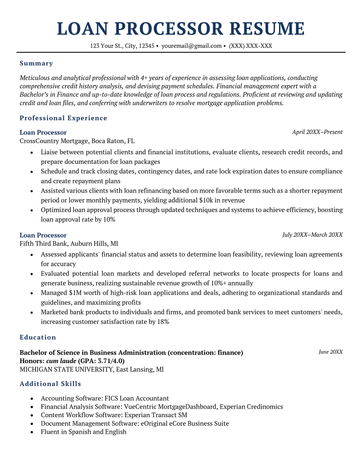 Loan Officer Resume Examples and Template for 2026