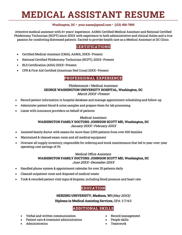 Medical Receptionist Resume Example & Tips