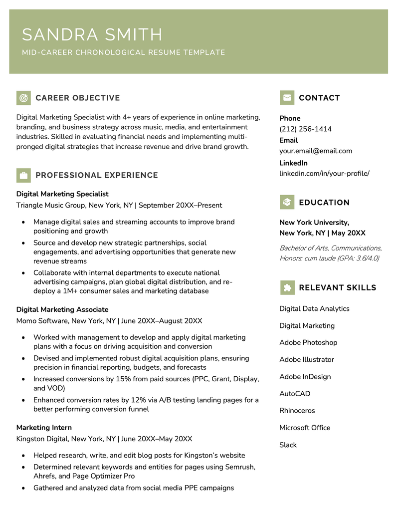 Chronological Resume Format: Templates, Examples, & Guide