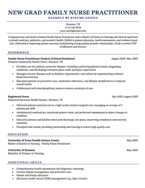 New Grad Nurse Practitioner Resume - Samples & Template