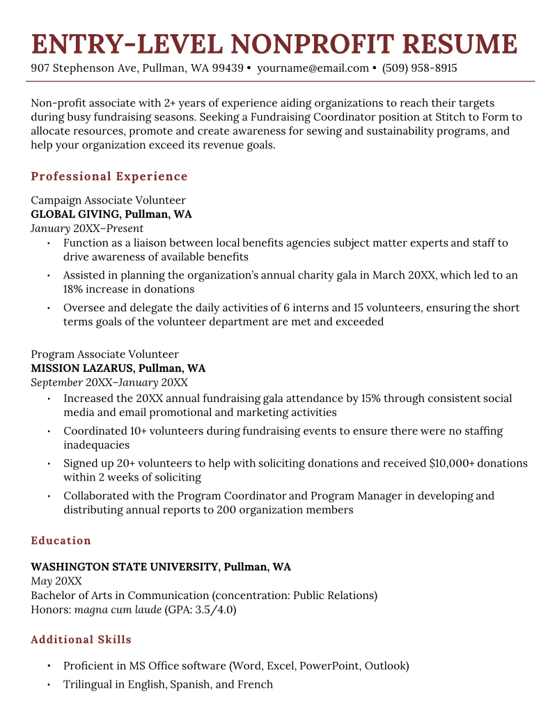 How to Write a Resume for a Nonprofit Job (With Examples)