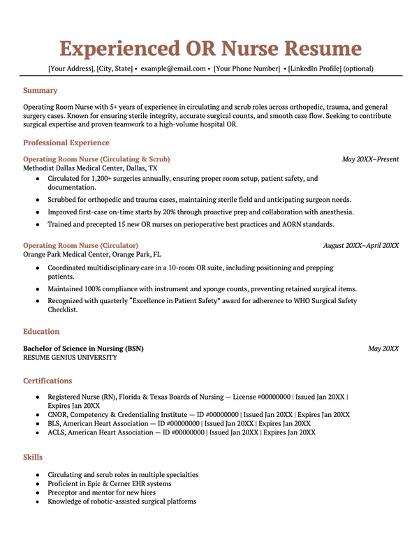 Operating Room Nurse Resume: Examples & Writing Tips