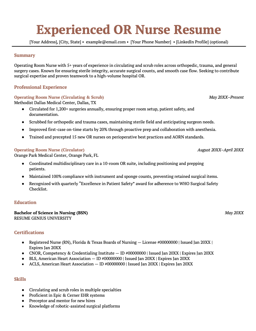 Operating Room Nurse Resume: Examples & Writing Tips