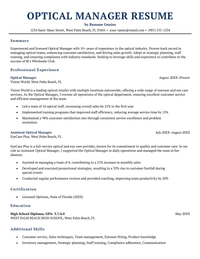 Optician Resume Examples & Writing Tips for 2025