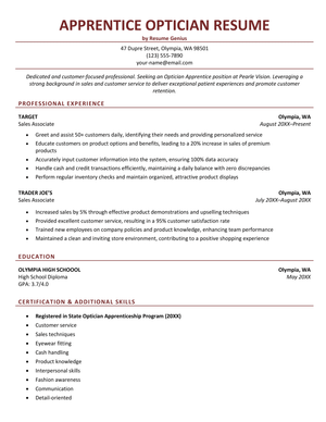 Optician Resume Examples & Writing Tips for 2025