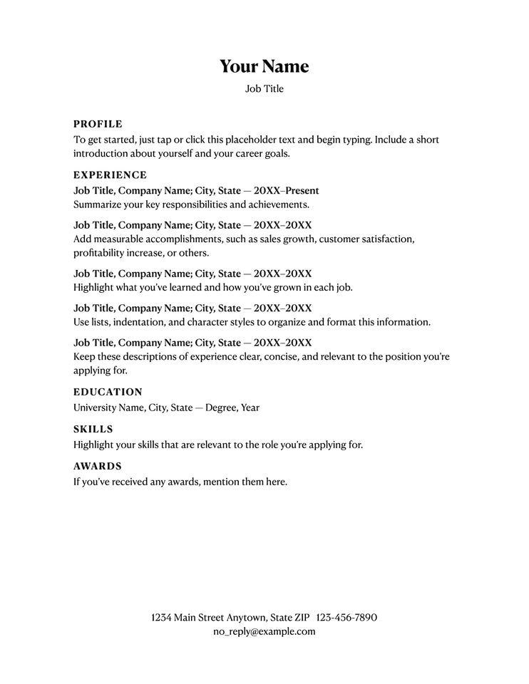 14 Free Pages Resume Templates for Mac