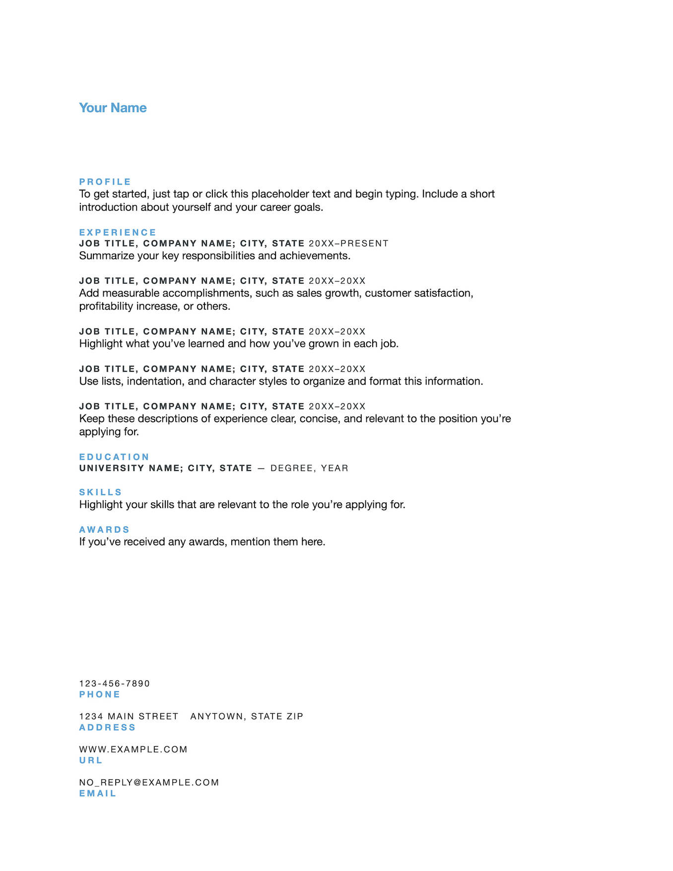 14 Free Pages Resume Templates for Mac